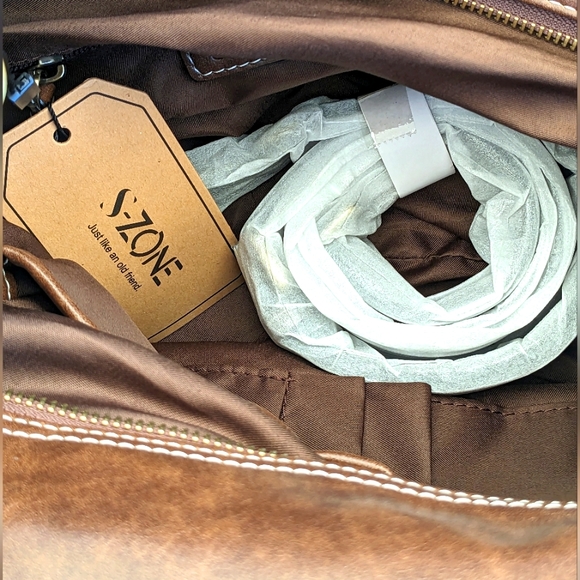 S-Zone | Bags | S Zone Brown Pu Leather Handbags Top Handle Work ...